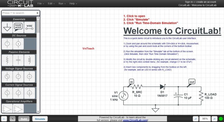 Mô phỏng mạch và sơ đồ trực tuyến CircuitLab - VniTeach - Giáo viên 4.0