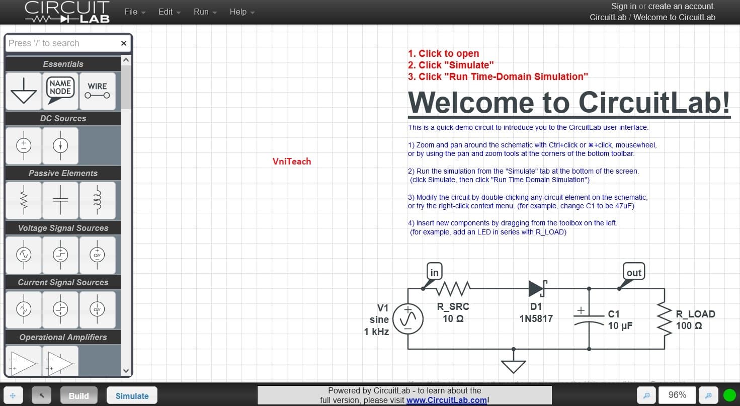 Mô phỏng mạch và sơ đồ trực tuyến CircuitLab - VniTeach - Giáo viên 4.0