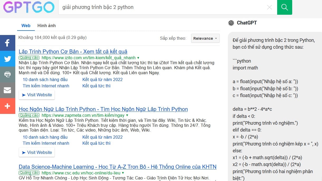 GPTGo – Trang web kết hợp giữa ChatGPT và Google - VniTeach - Giáo viên 4.0