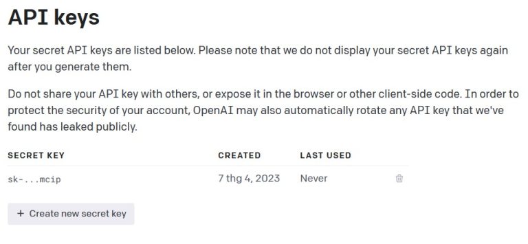 Cách lấy API key của tài khoản ChatGPT - VniTeach - Giáo viên 4.0