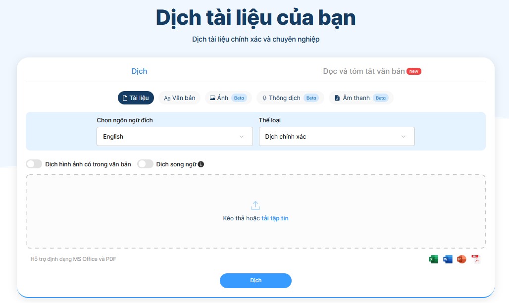 Doctranslate – Dịch tập tin văn bản trực tuyến - VniTeach - Giáo viên 4.0