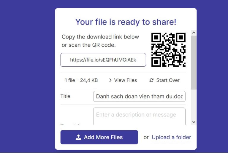 File.io – Chia sẻ tập tin trực tuyến nhanh chóng - VniTeach - Giáo viên 4.0